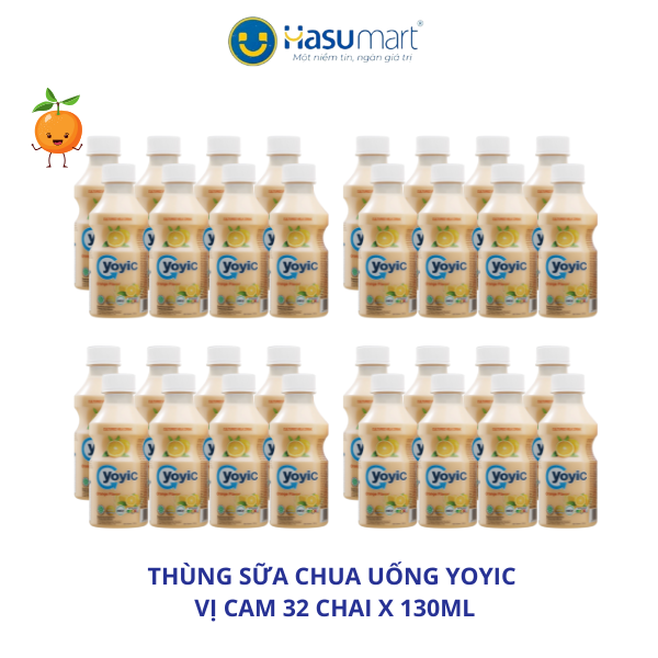 Thùng Sữa chua uống Yoyic vị Cam 32 chai x 130ml