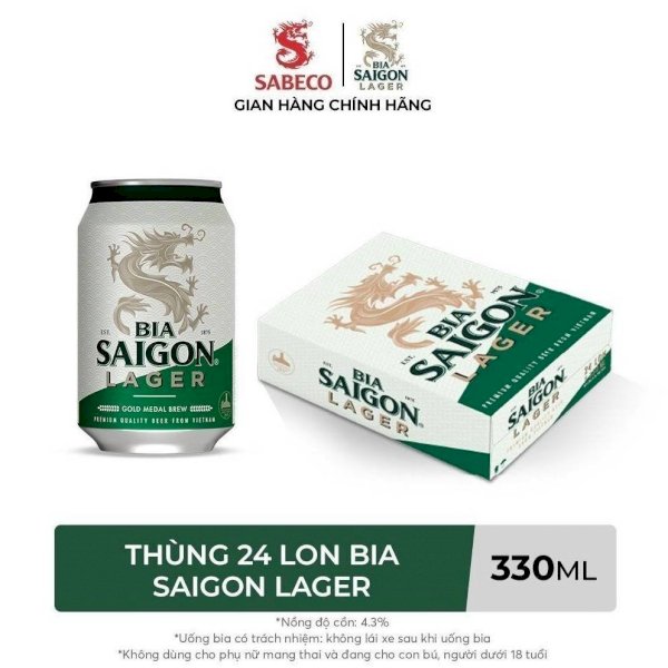 Thùng 24 lon Bia Saigon Lager 330ml